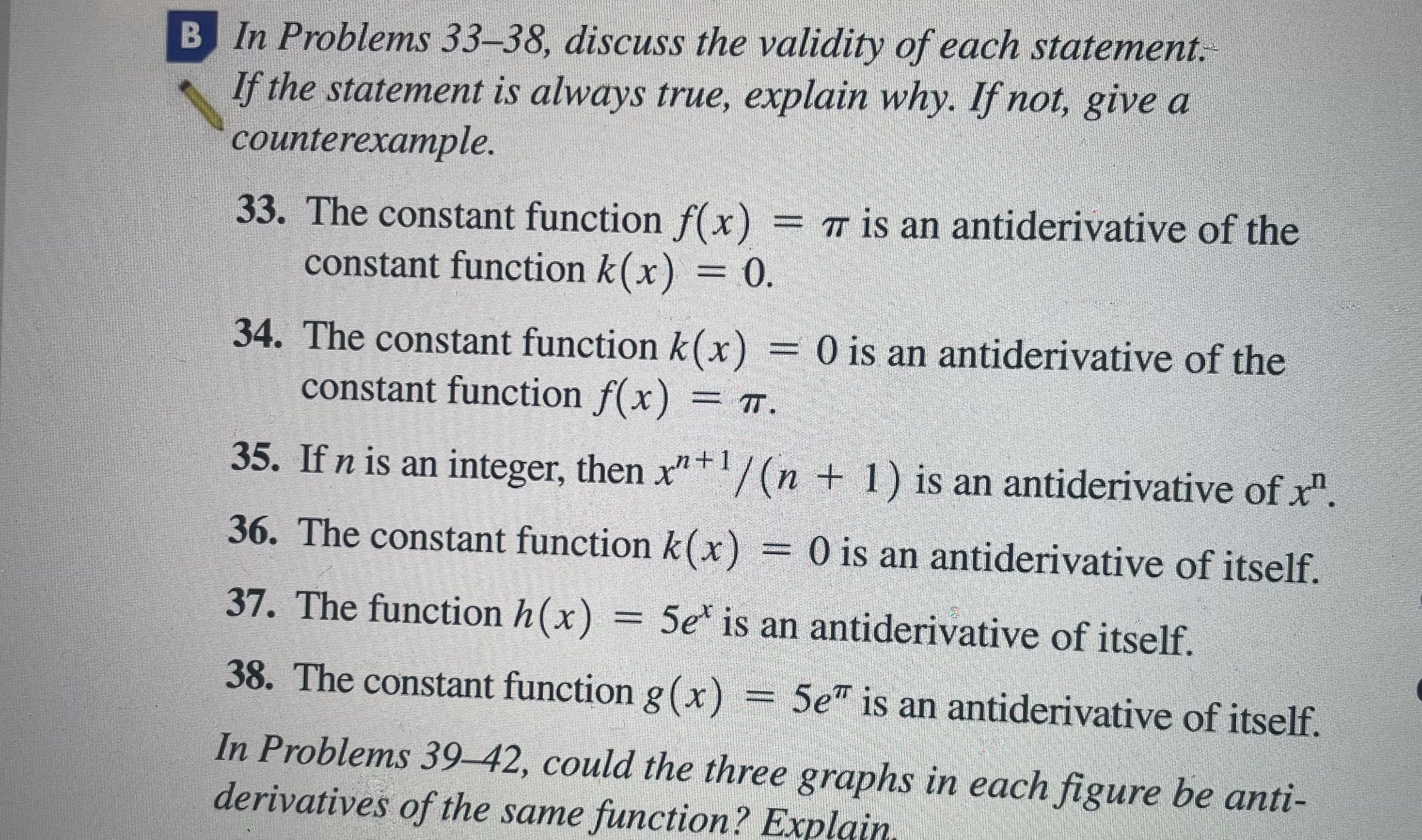 Solved In Problems 33-38, discuss the validity of each | Chegg.com