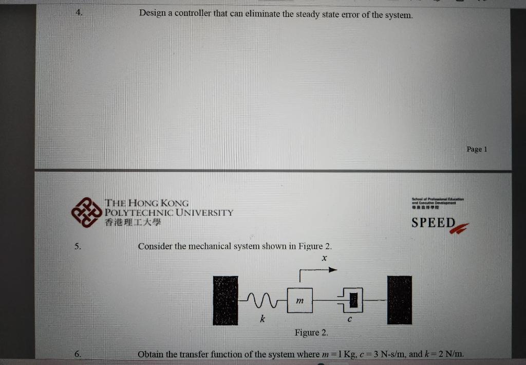 SEHS4653 Control System Analysis Experiment 1 : | Chegg.com