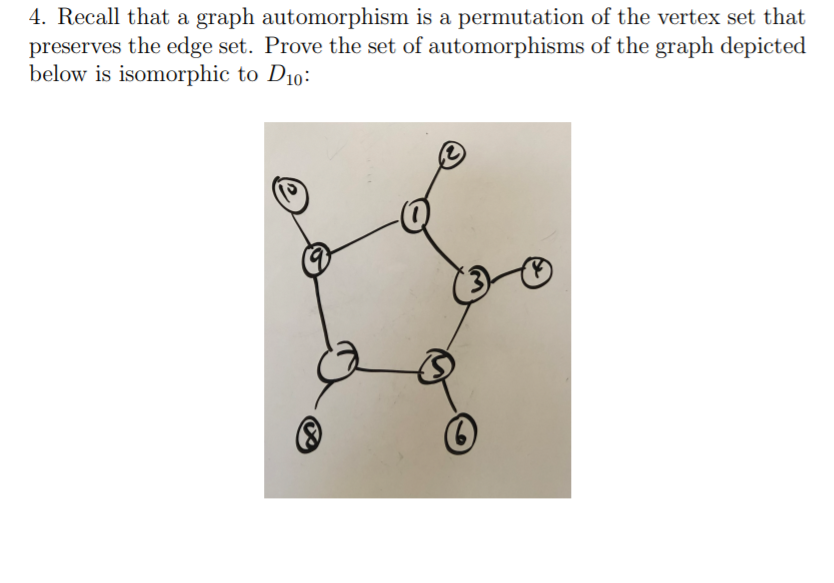 Solved 4. Recall that a graph automorphism is a permutation | Chegg.com