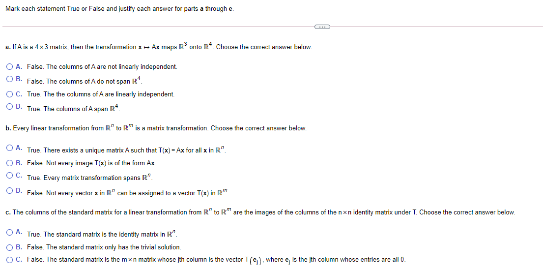 Solved Mark each statement True or False and justify each | Chegg.com