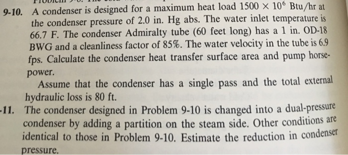 Solved A condenser is designed for a maximum heat load 1500 | Chegg.com