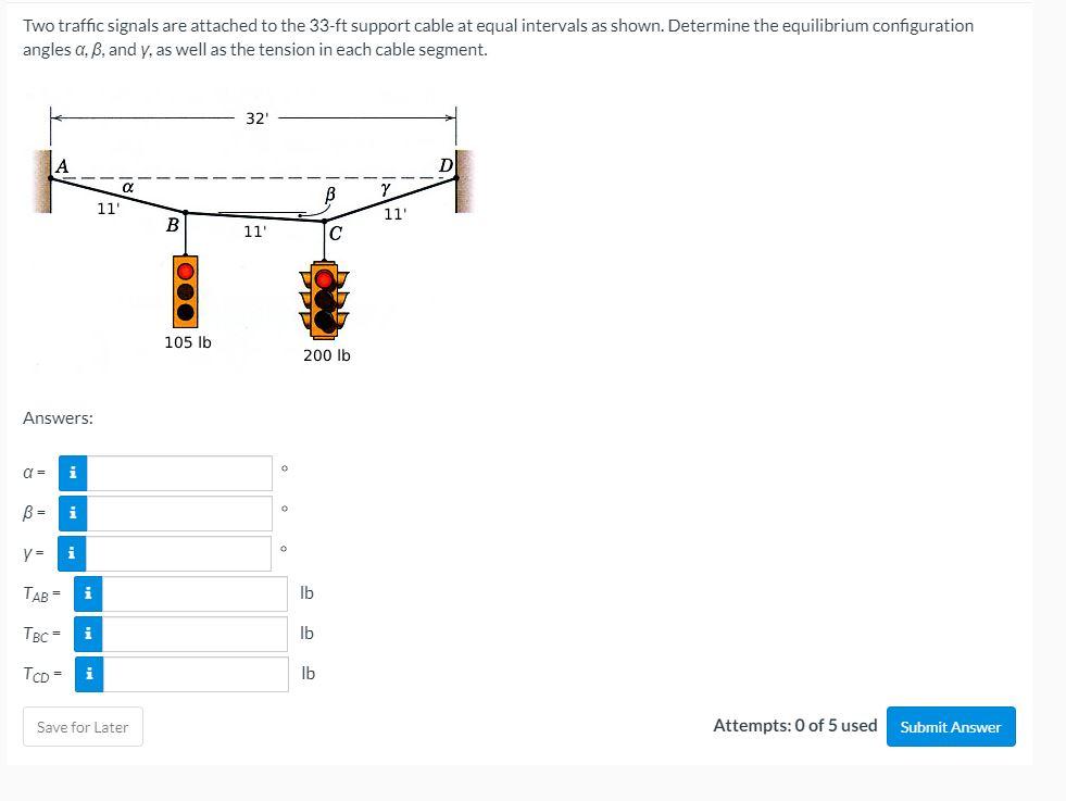 Solved Two traffic signals are attached to the 33-ft support | Chegg.com