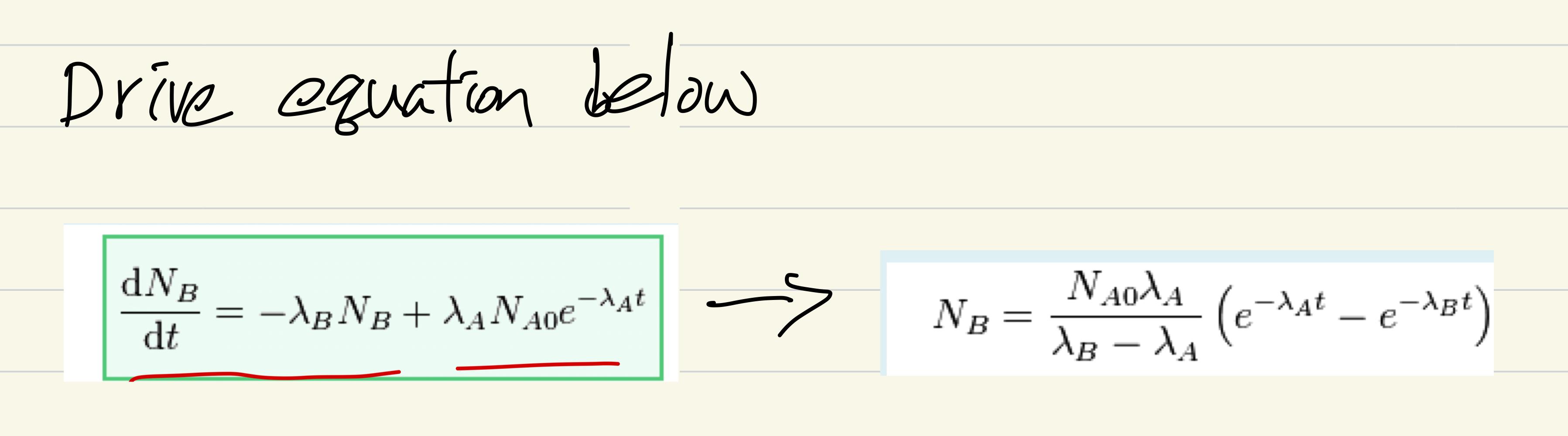 Solved Drive equation below N DNB - BNB + 14 N 40e-84t - > | Chegg.com