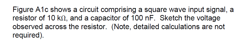 Solved Figure A1c shows a circuit comprising a square wave | Chegg.com