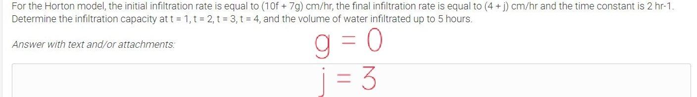 Solved For the Horton model, the initial infiltration rate | Chegg.com