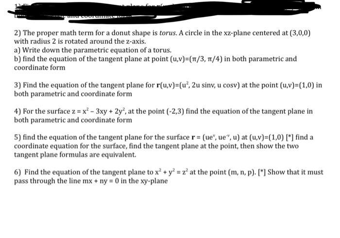 Solved CONCLERCES 2) The proper math term for a donut shape | Chegg.com