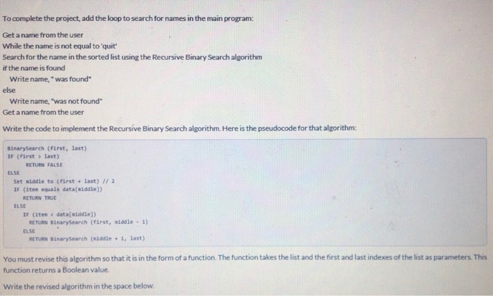 Solved Design A Program That Will Take An Unsorted List Of