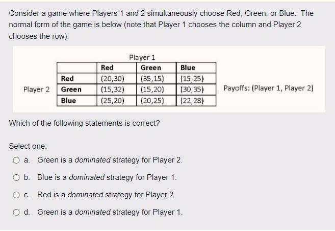 Solved Consider a game where Players 1 and 2 simultaneously | Chegg.com