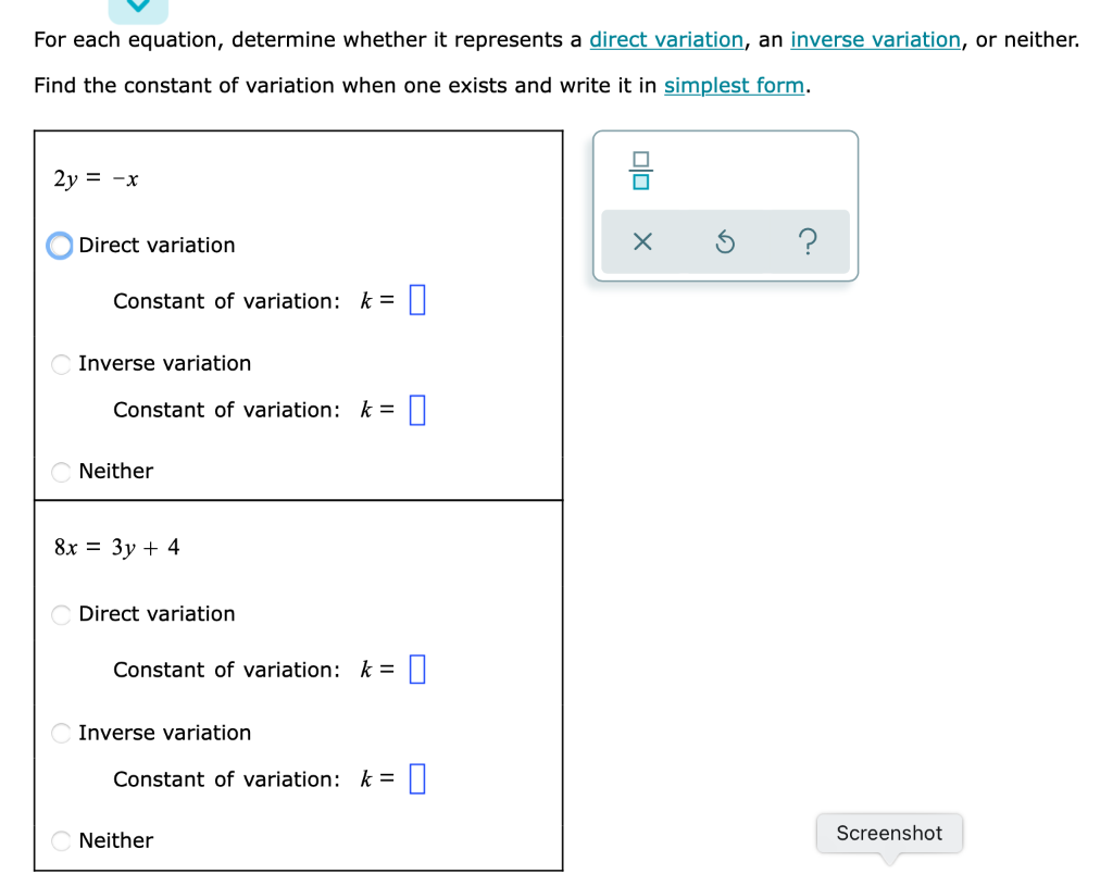 Solved For each equation, determine whether it represents a | Chegg.com