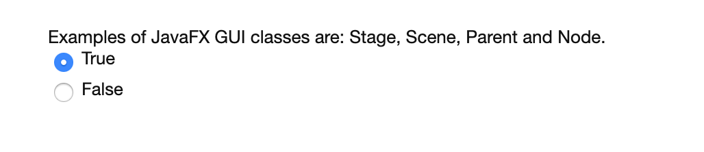 Solved Examples of JavaFX GUI classes are: Stage, Scene, | Chegg.com