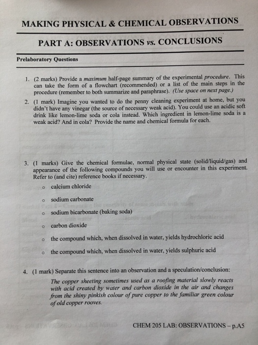 Solved Name ection: Date: MAKING PHYSICAL&CHEMICAL | Chegg.com