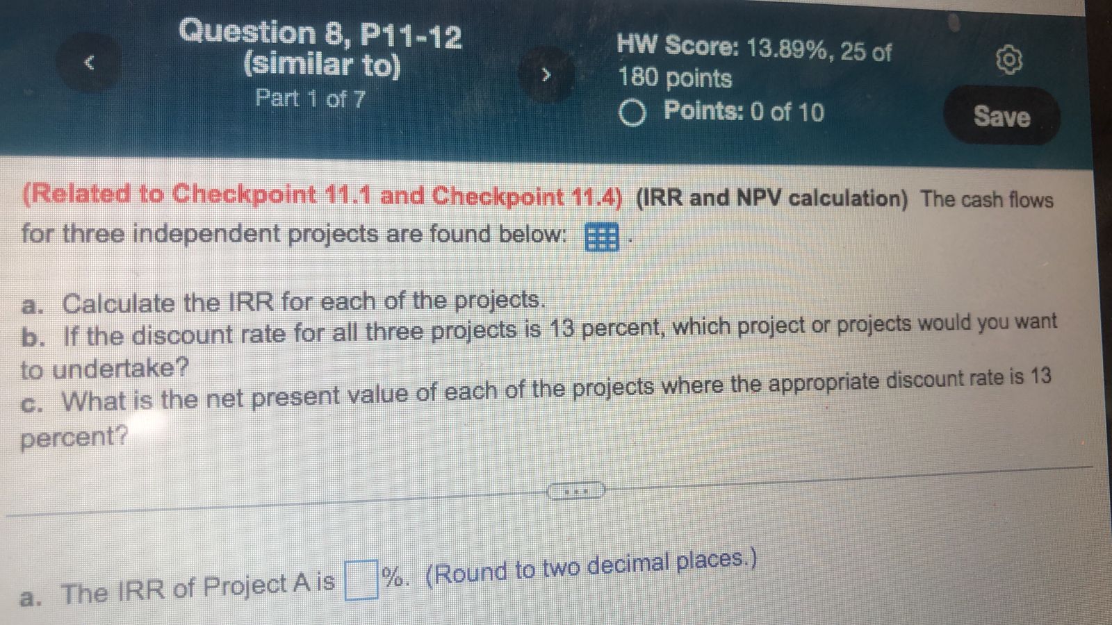 Solved (Related to Checkpoint 11.1 and Checkpoint 11.4) (IRR | Chegg.com