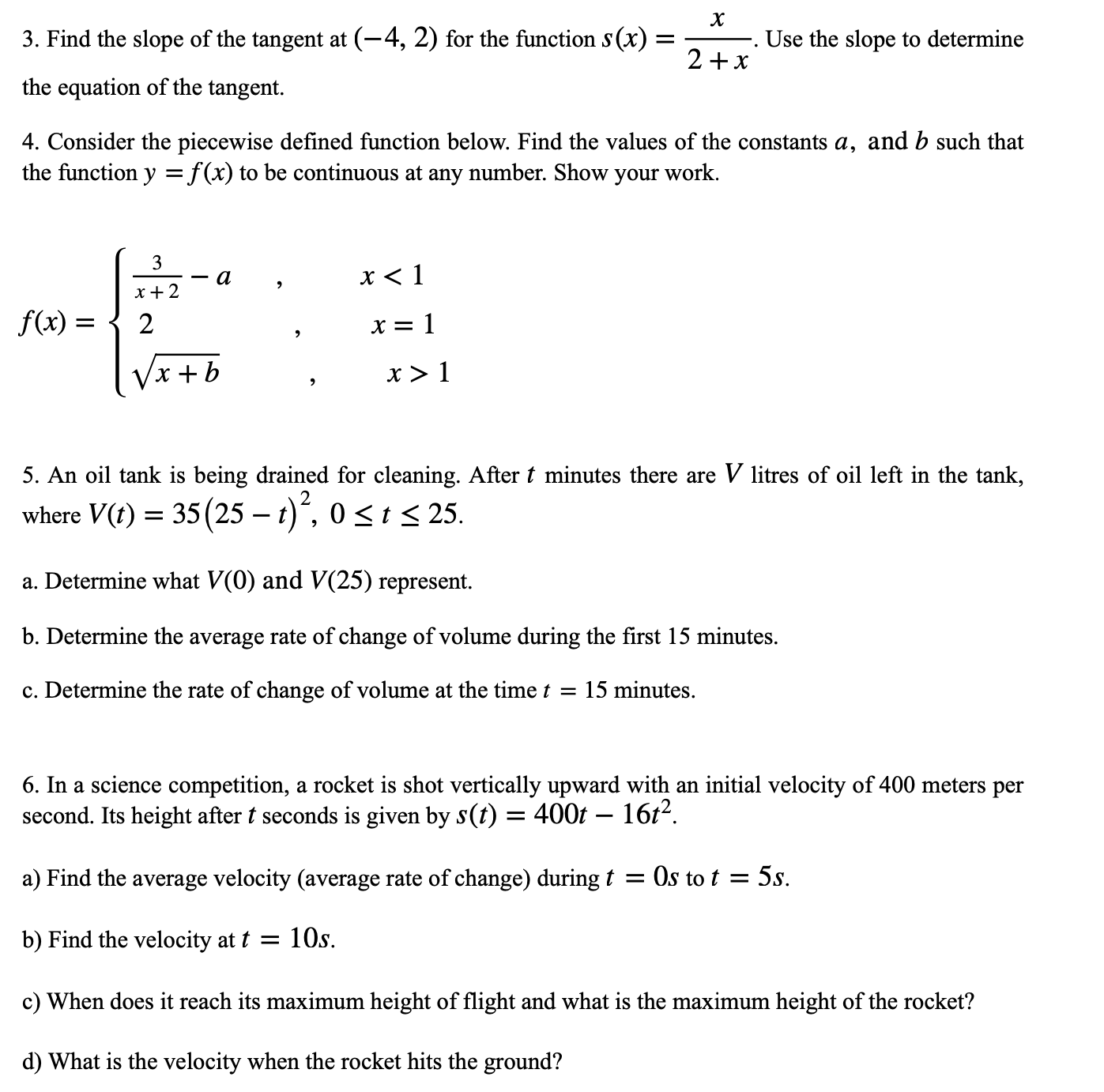 Solved 3 Find The Slope Of The Tangent At −4 2 For The