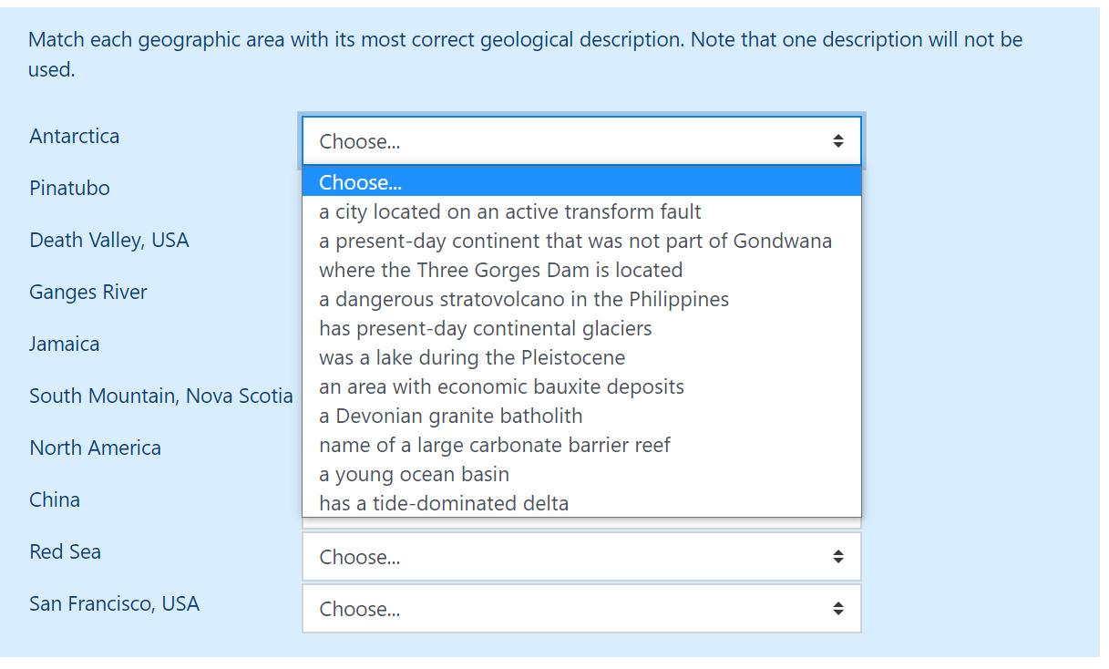 Solved Match each geographic area with its most correct | Chegg.com