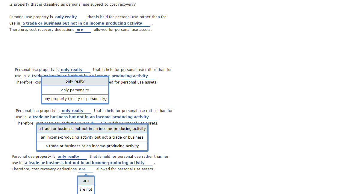 Solved Is property that is classified as personal use | Chegg.com