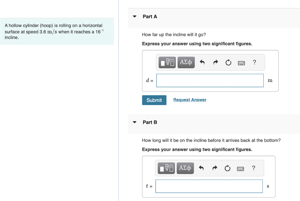 Solved A hollow cylinder (hoop) is rolling on a horizontal | Chegg.com