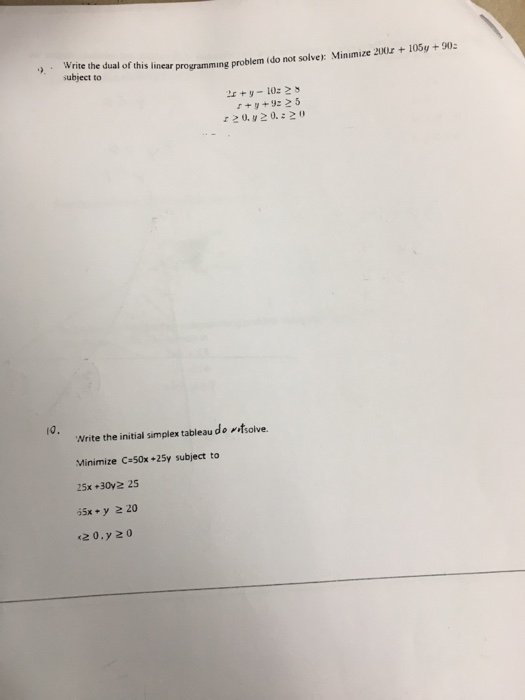 Solved Write the dual of this linear programming problem (do | Chegg.com