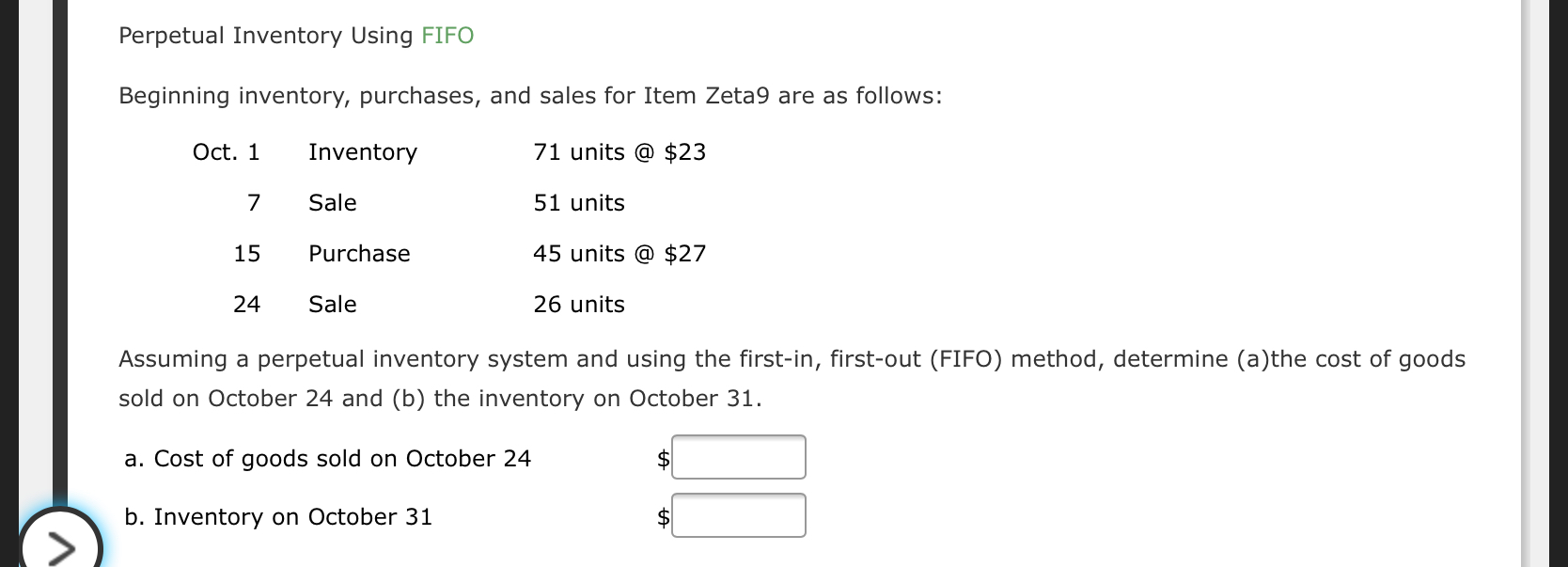 Solved Perpetual Inventory Using FIFO Beginning inventory, | Chegg.com