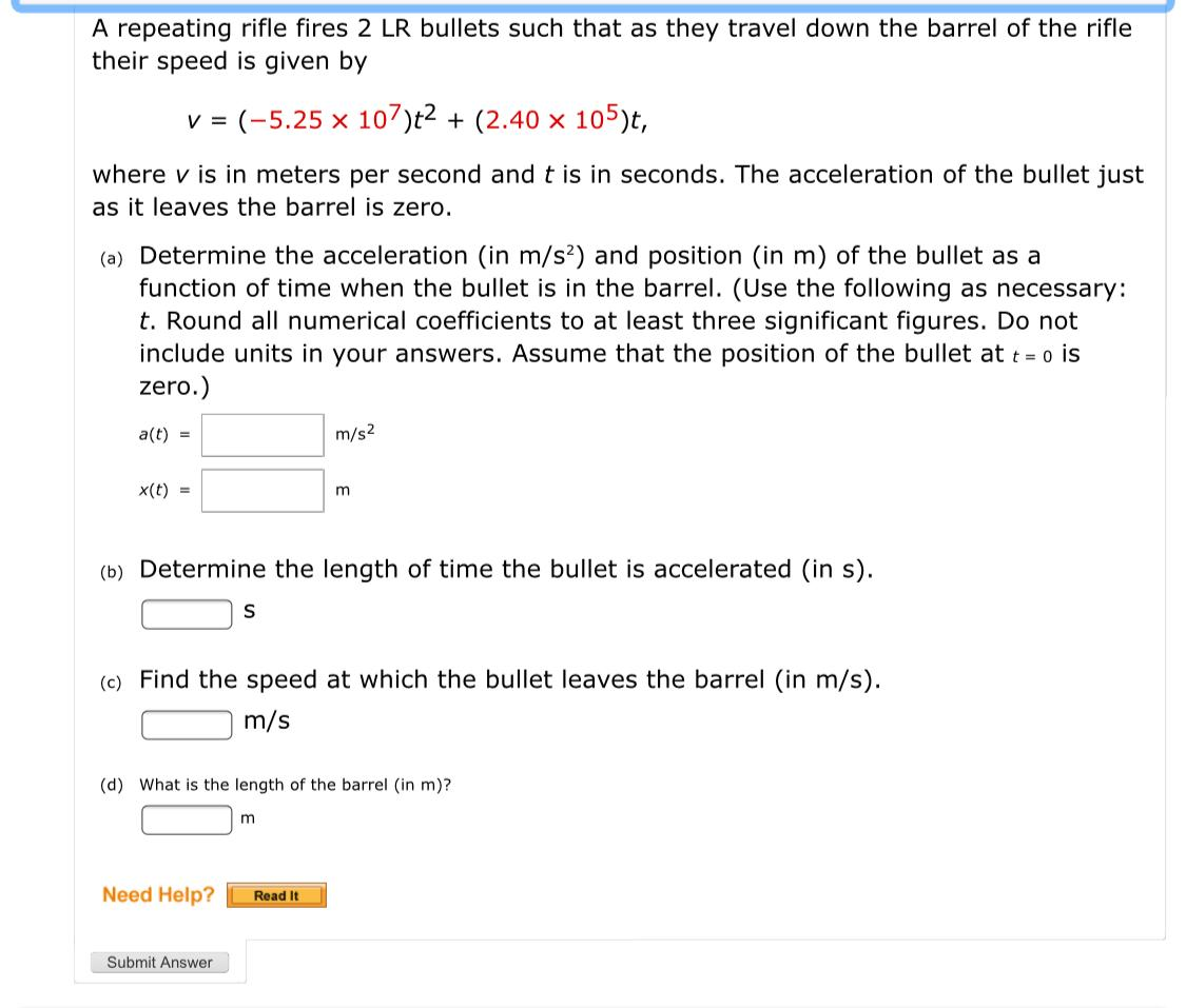 Solved A repeating rifle fires 2 LR bullets such that as | Chegg.com