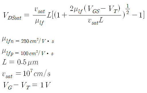 Solved U sat 201511 65 - Vp), 2 - 1 VDSsat -L[(1+ Muf V satI | Chegg.com