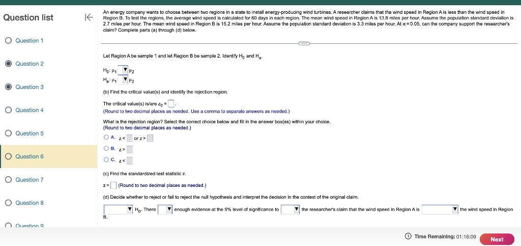 Solved An energy company wants to choose between two regions | Chegg.com