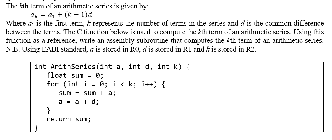 Solved The kth term of an arithmetic series is given by: ak | Chegg.com