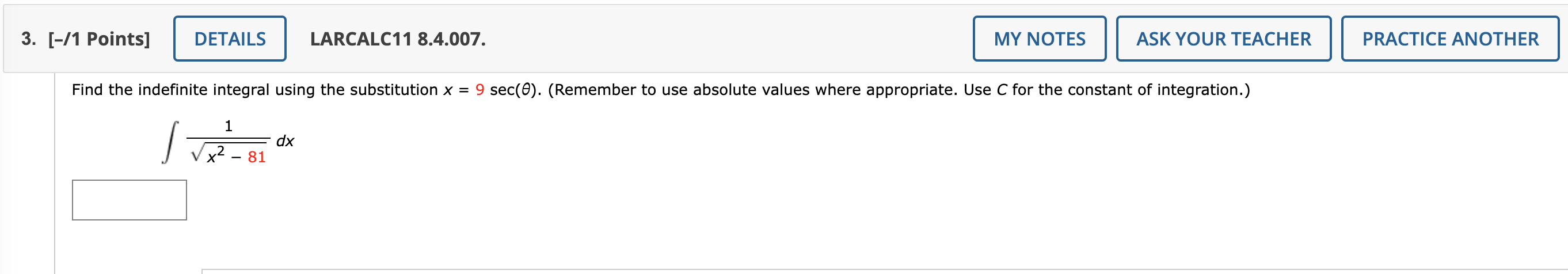 Solved Find the indefinite integral using the substitution | Chegg.com