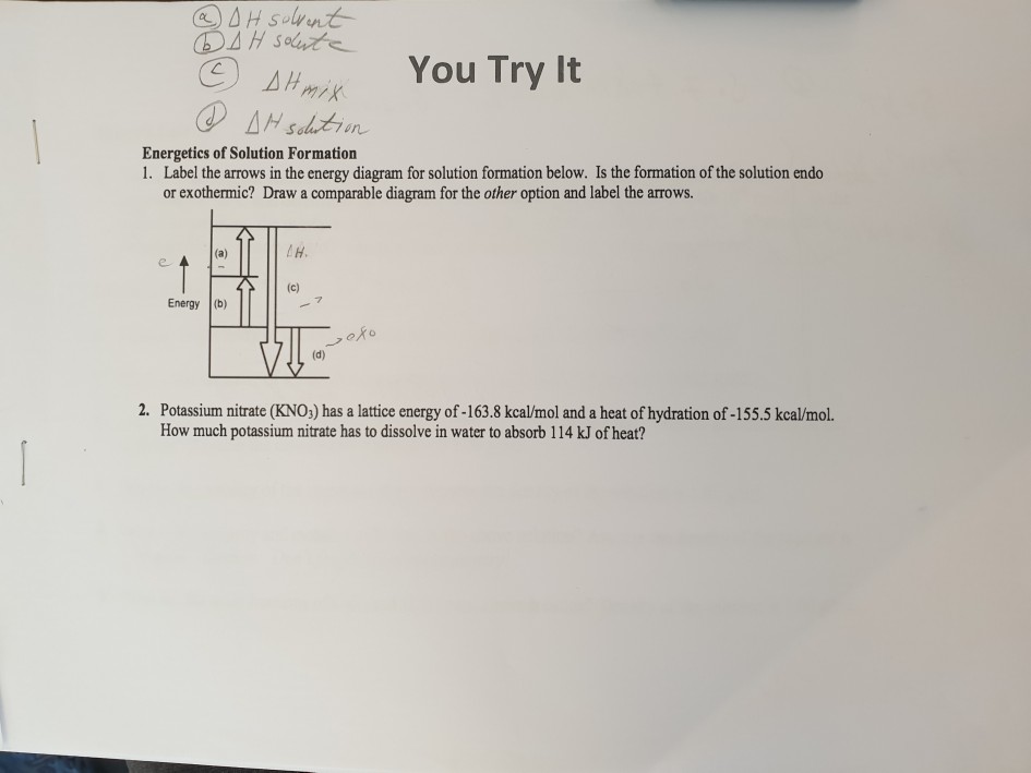 Solved You Try It or Energetics of Solution Formation 1. | Chegg.com
