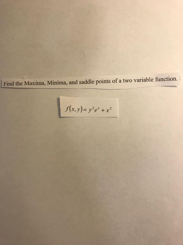 Solved Find the Maxima, Minima, and saddle points of a two | Chegg.com
