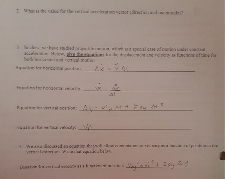 Solved Projectile Motion OBJECTIVE: acceleration To study | Chegg.com