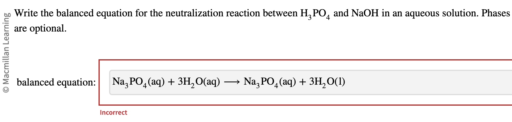 Solved Write the balanced equation for the neutralization | Chegg.com