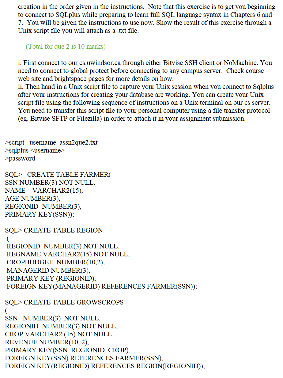 Solved creation in the order given in the instructions. Note | Chegg.com