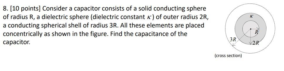 Solved 8. [10 points] Consider a capacitor consists of a | Chegg.com