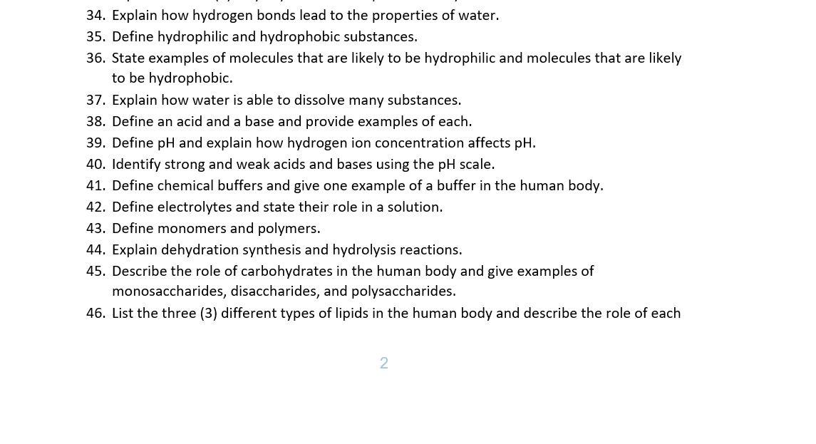 Solved BIO 141 Unit 1 Learning Objectives Upon your | Chegg.com