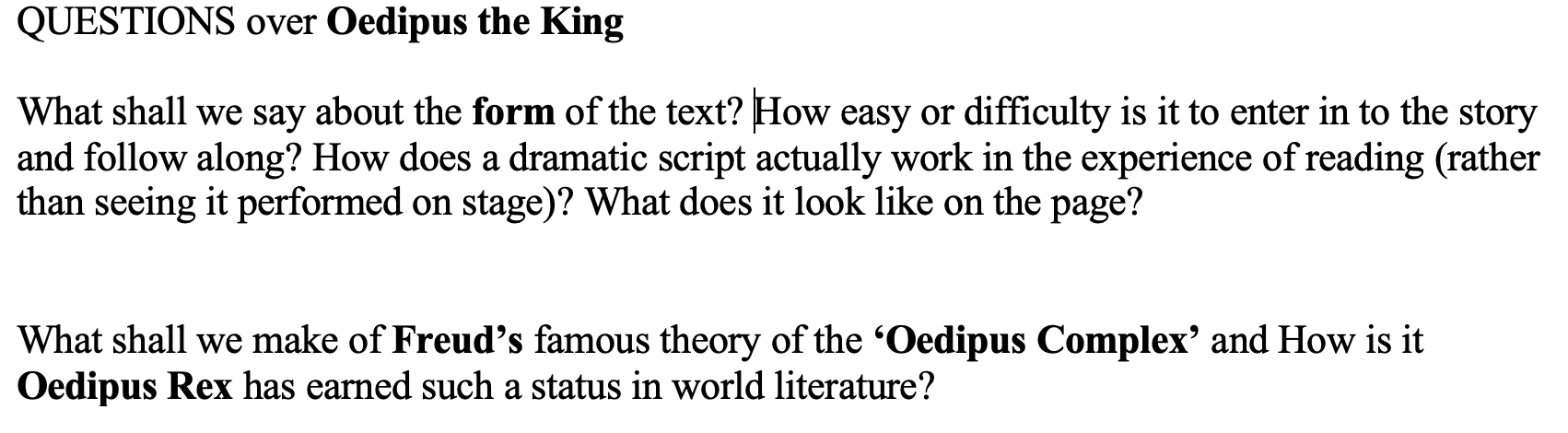 QUESTIONS over Oedipus the King What shall we say | Chegg.com