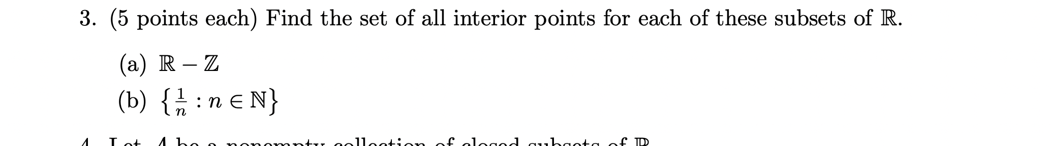 Solved 3. (5 points each) Find the set of all interior | Chegg.com