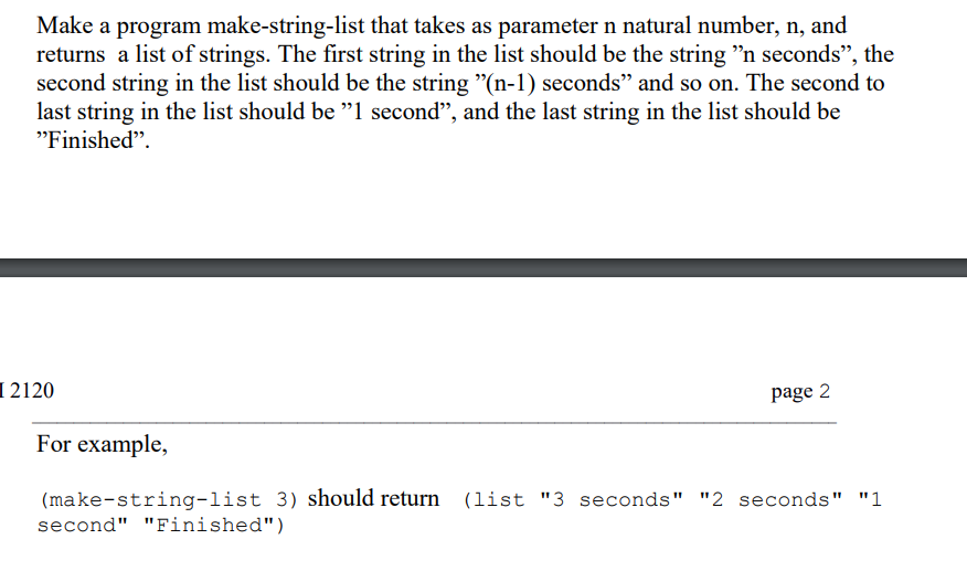 Solved Make a program make-string-list that takes as | Chegg.com