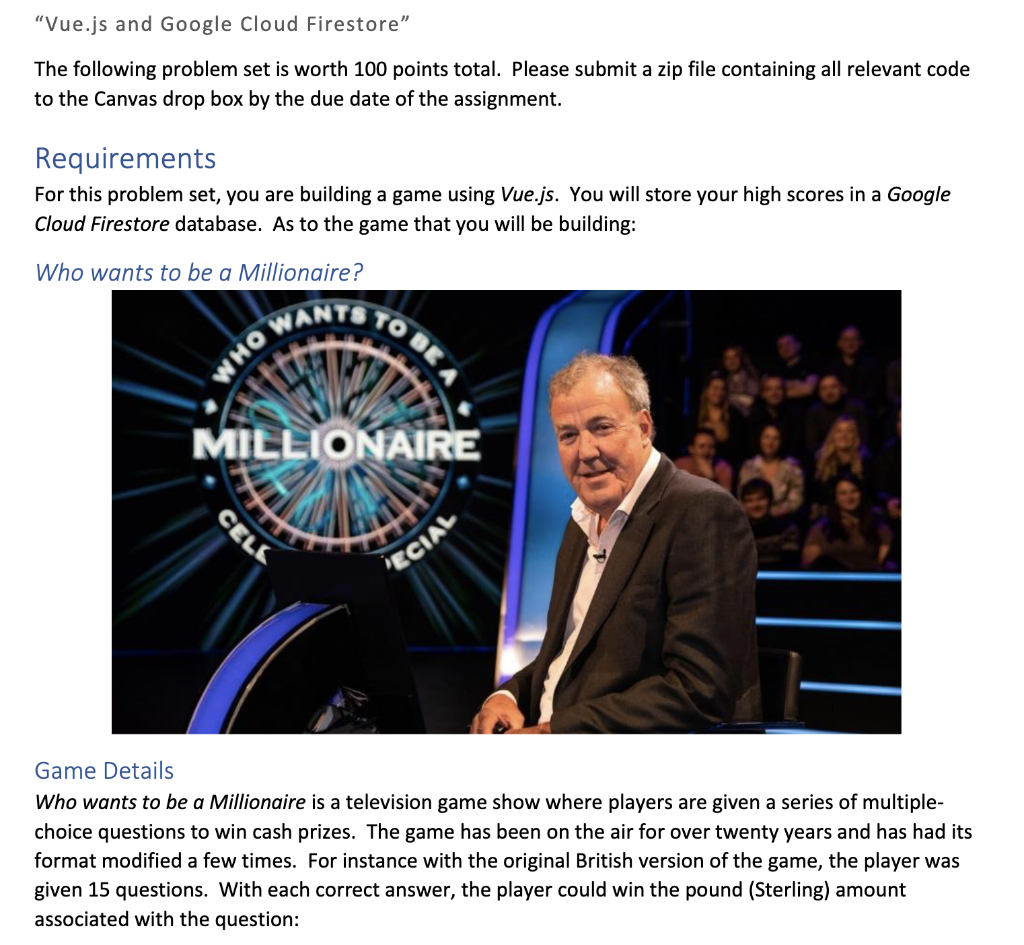 "Vue.js and Google Cloud Firestore" The following | Chegg.com