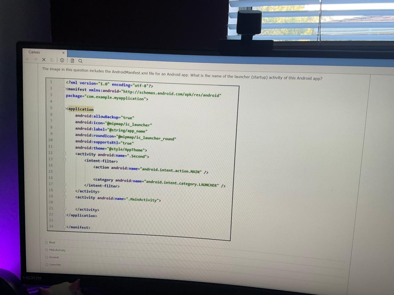 Solved cmanifest xolns: android="http://schemas, android, | Chegg.com