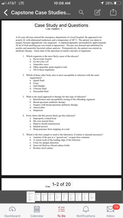 Solved 26% -), AT&T LTE 10:08 AM Capstone Case Studies.. | Chegg.com