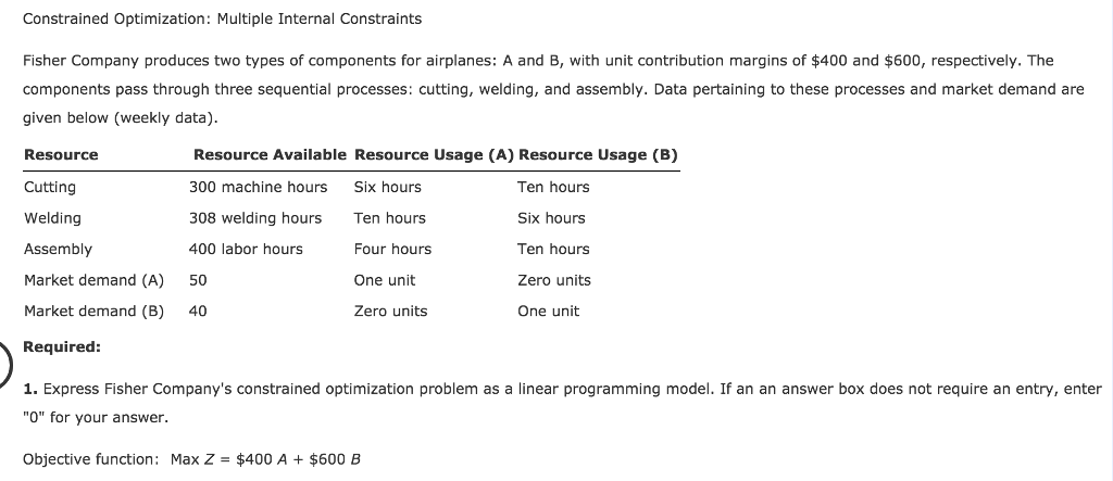 Constrained Optimization: Multiple Internal | Chegg.com