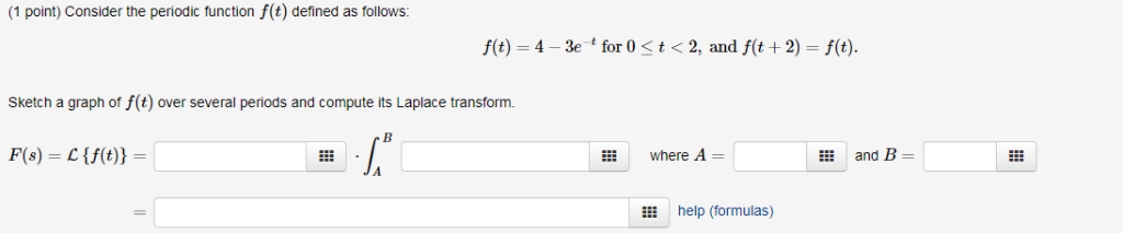 Solved 1 point) Consider the periodic function f(t) defined | Chegg.com