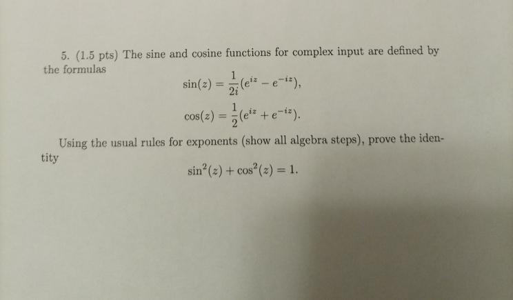Solved 5. (1.5 pts) The sine and cosine functions for | Chegg.com
