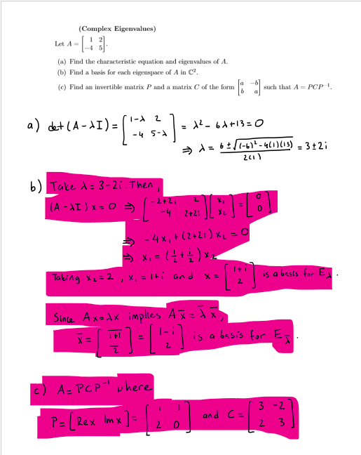 Solved (Complex Eigenvalues)PLease help with highlighted | Chegg.com
