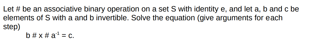 Solved Let # be an associative binary operation on a set S | Chegg.com