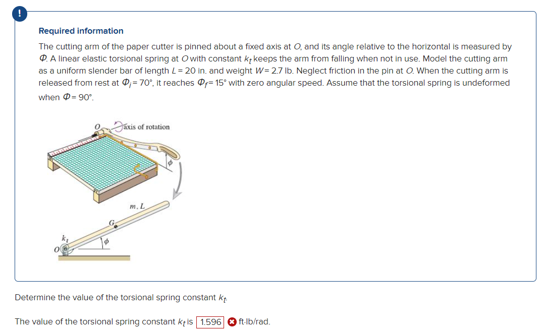 Solved ! Required information The cutting arm of the paper | Chegg.com