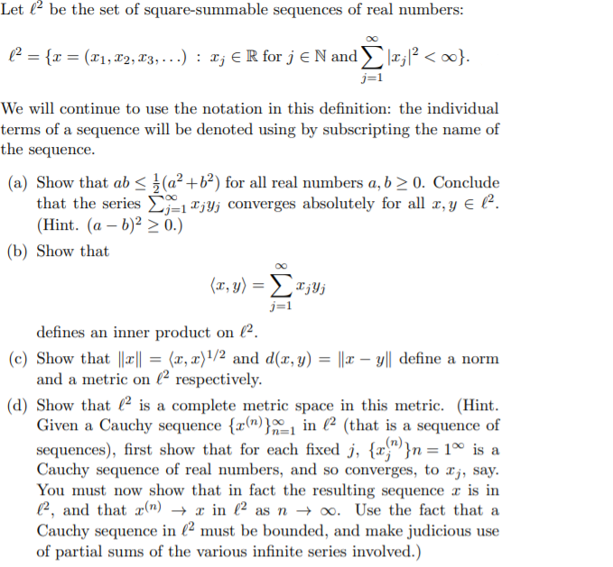 Solved Let l? be the set of square-summable sequences of | Chegg.com