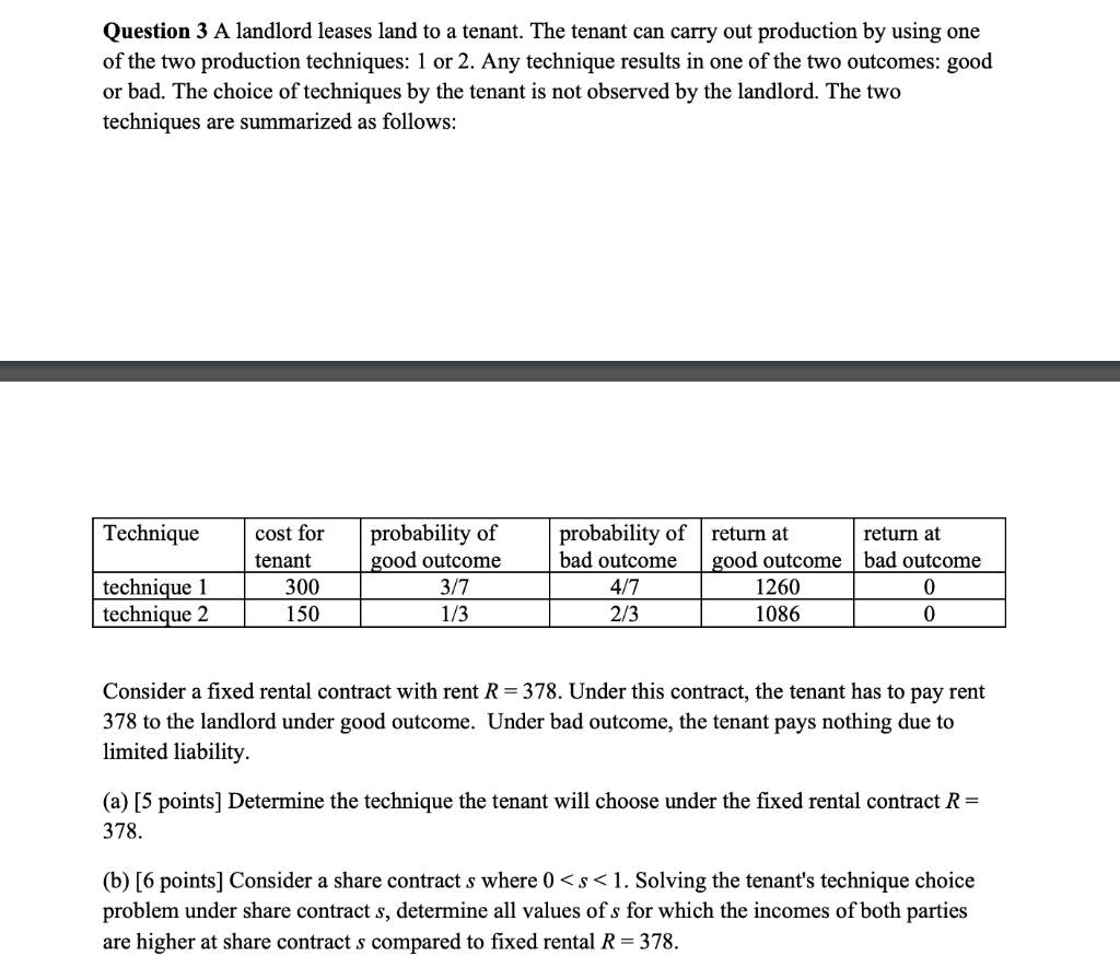 Solved Question 3 A landlord leases land to a tenant. The | Chegg.com