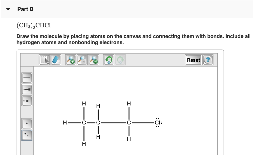 Solved Part B (CH3)2CHCl Draw the molecule by placing atoms | Chegg.com