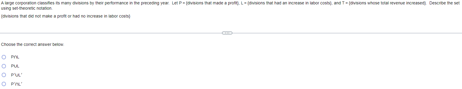 Solved using set-theoretic notation. \{divisions that did | Chegg.com